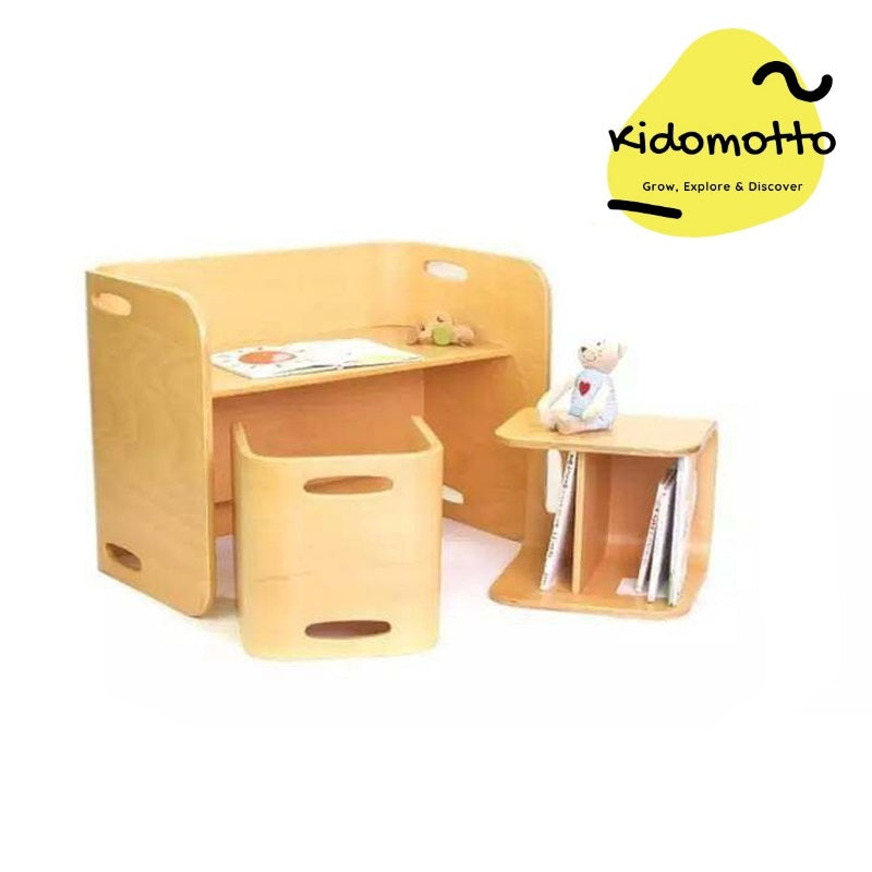 Kido Wooden Table & Chair Set Multi Purpose - 3 Pieces – Kidomotto